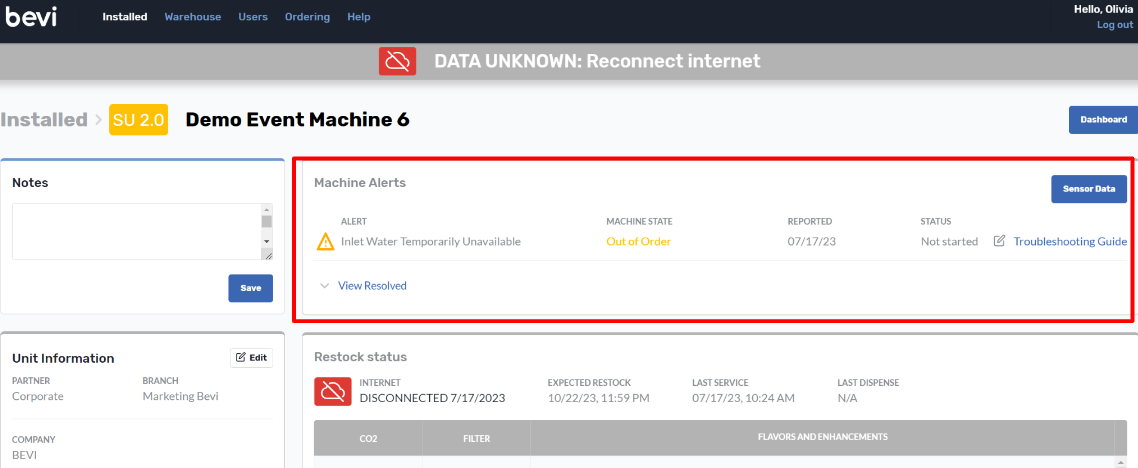 Machine Alerts Index & How To View/Resolve Alerts – Bevi Partner ...